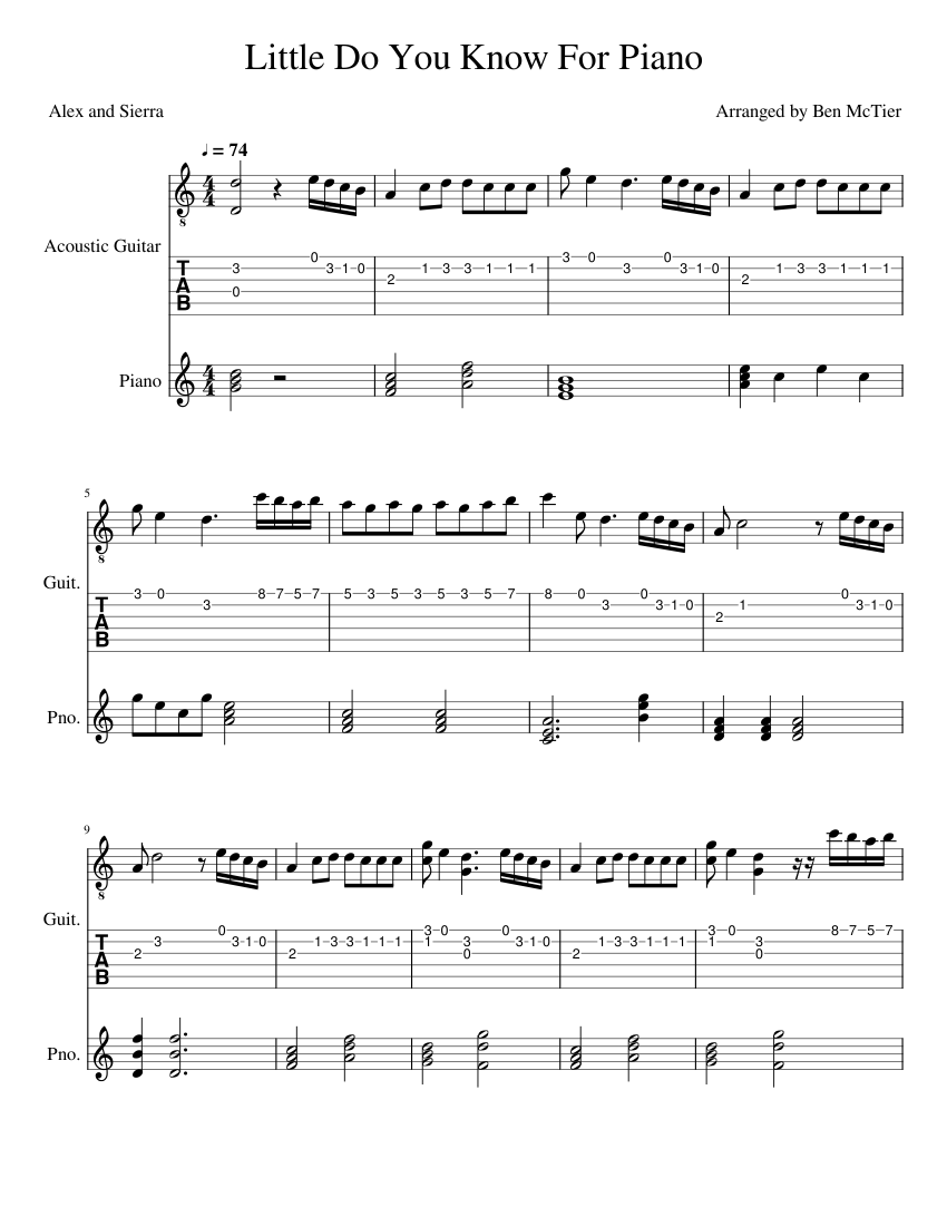 Little_Do_You_Know_For_Piano (1) Sheet music for Piano, Guitar (Mixed ...