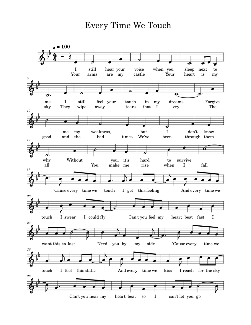 Every time we touch – Cascada Every Time We Touch Sheet music for Piano ...