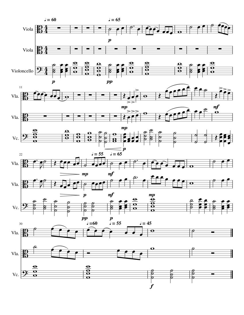 Simple strings trio Sheet music for Viola, Cello (Mixed Trio ...