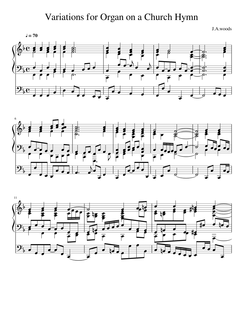 Variations for Organ on a Church Hymn Sheet Music for Organ (Solo ...