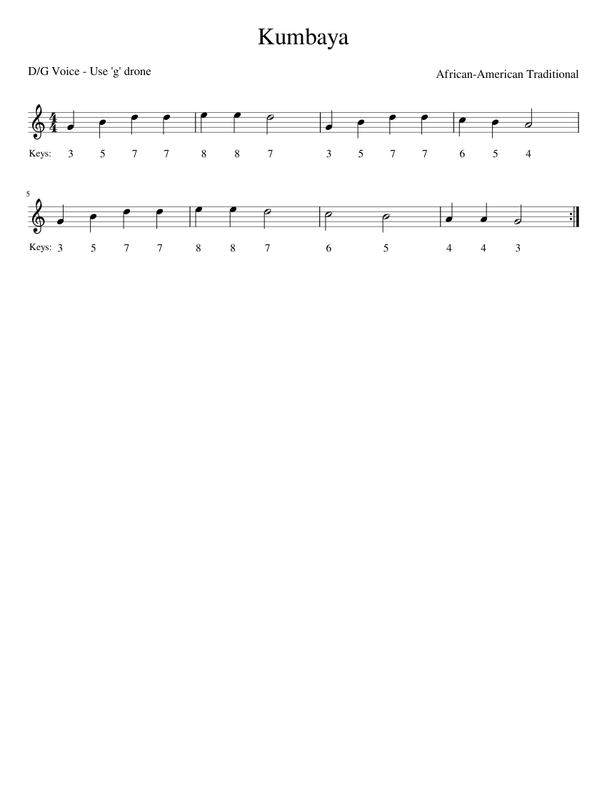 Kumbaya Sheet Music for Piano (Solo) Easy | MuseScore.com