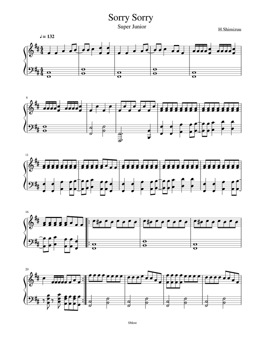 Sorry Sorry Sheet Music for Piano (Solo) | MuseScore.com