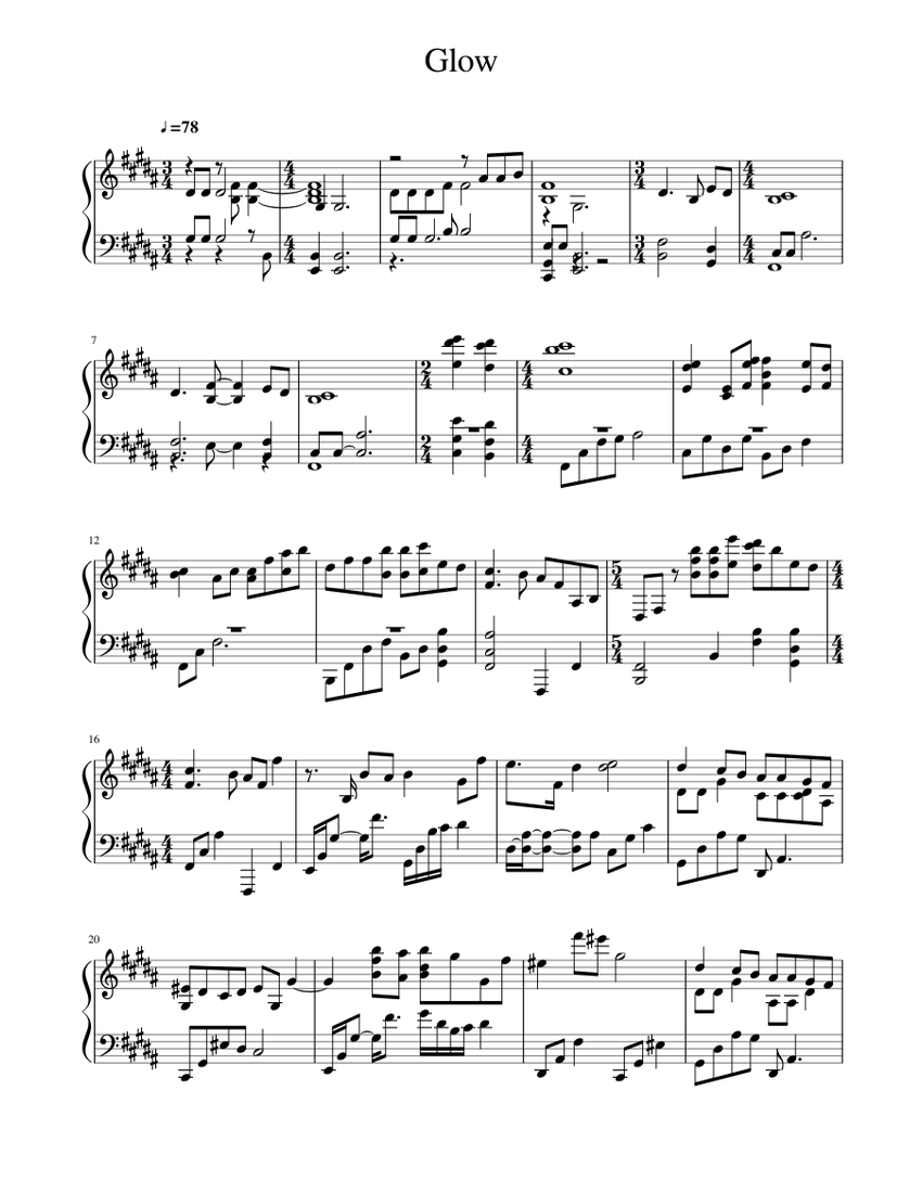 Glow Sheet music for Piano (Solo) | Musescore.com