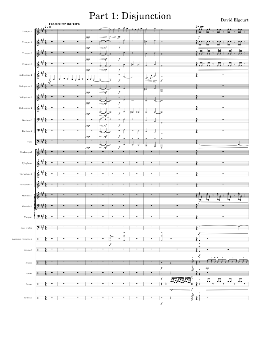 Part 1: Disjunction Sheet music for Tuba, Mellophone, Trumpet in b-flat ...