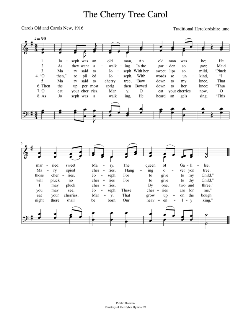 The cherry tree carol - Traditional tune Sheet music for Piano (Piano ...