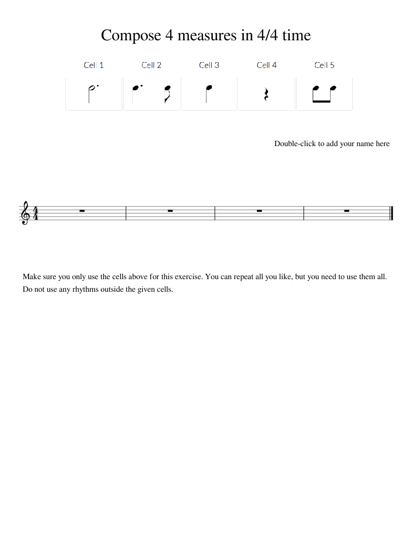 Compose 4 measures in 4 Sheet music for Piano (Solo) Easy | Musescore.com