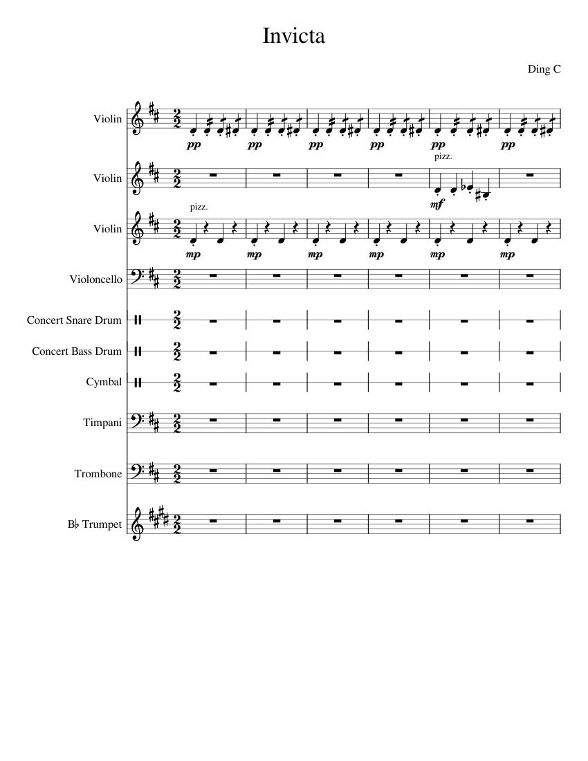 Invicta Sheet Music for Trombone, Trumpet in b-flat, Timpani, Snare ...