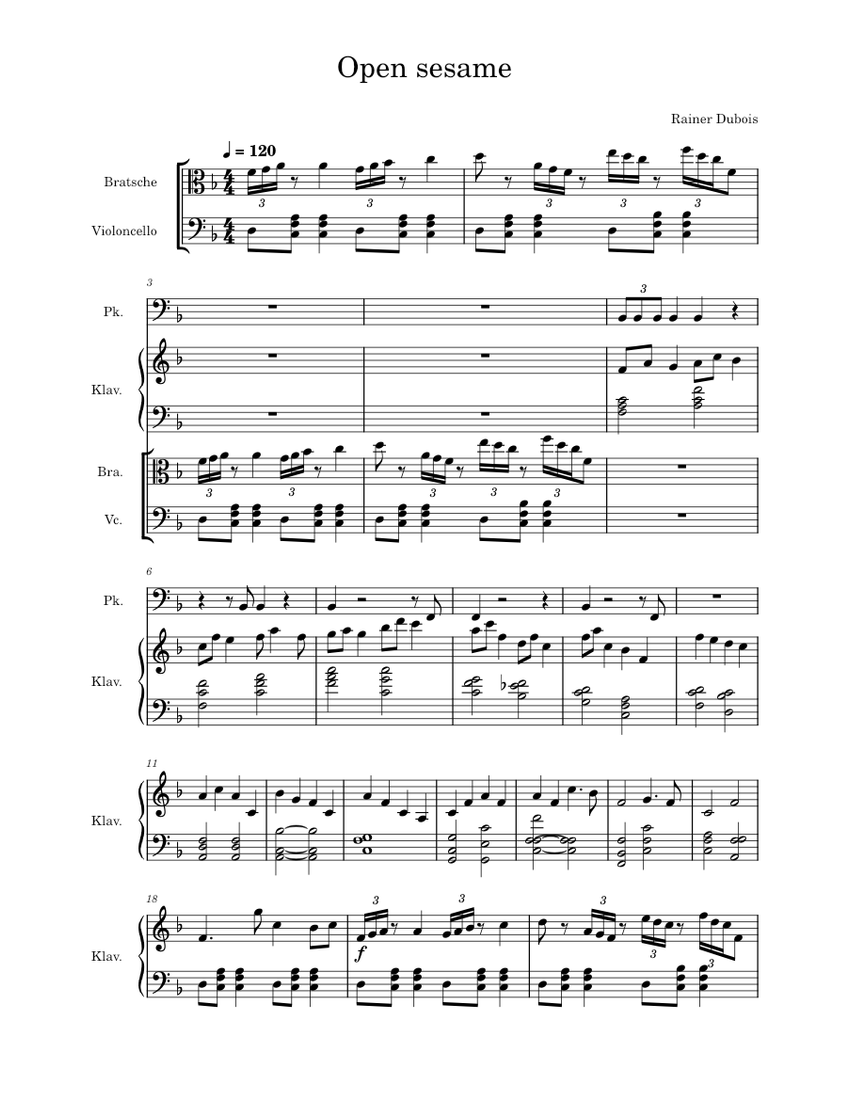 Open Sesame Sheet music for Piano, Trombone, Cornet, Tuba & more ...