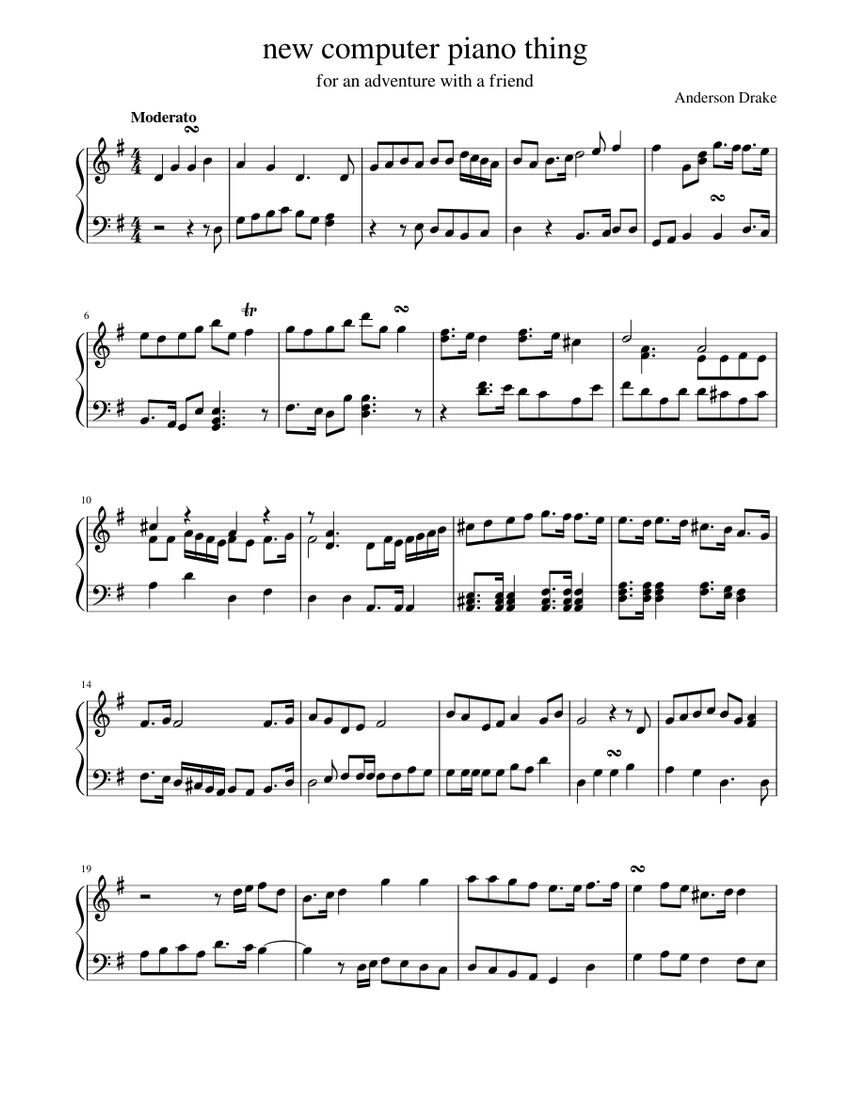 New computer piano thing Sheet Music for Piano (Solo) | MuseScore.com