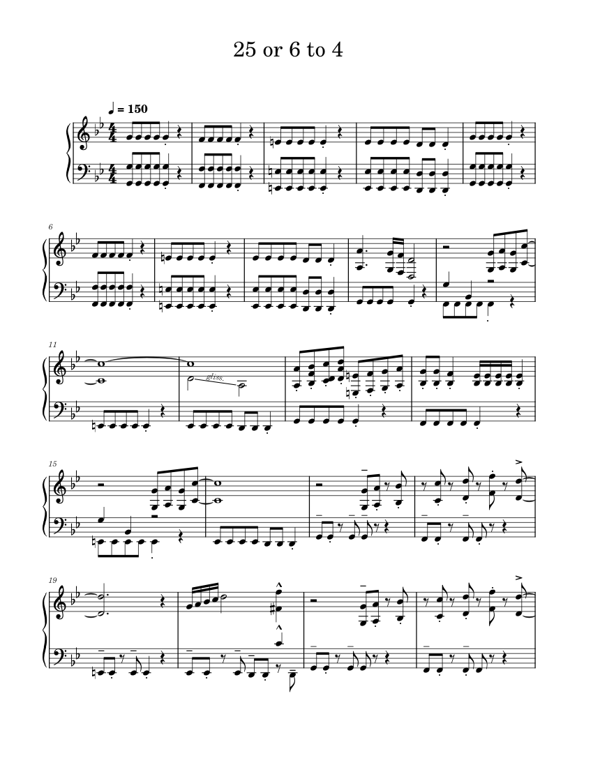 25 or 6 to 4 – Chicago Sheet music for Piano (Solo) | Musescore.com
