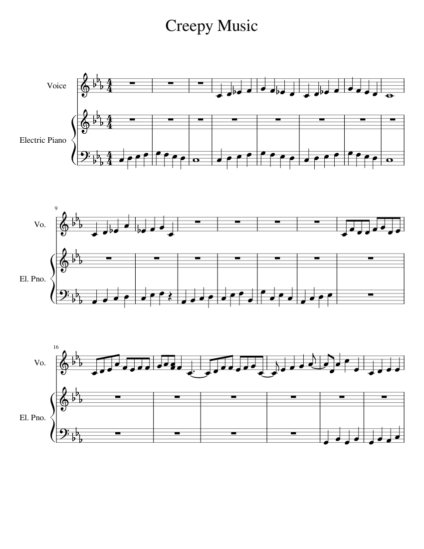 Creepy Music Sheet Music for Piano, Vocals (Piano-Voice) | MuseScore.com