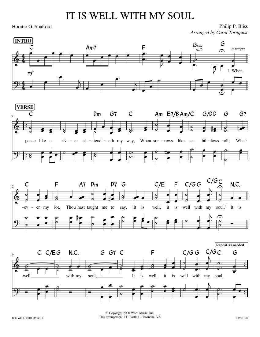 It Is Well with My Soul [reharmonization] Sheet Music with Chords for ...