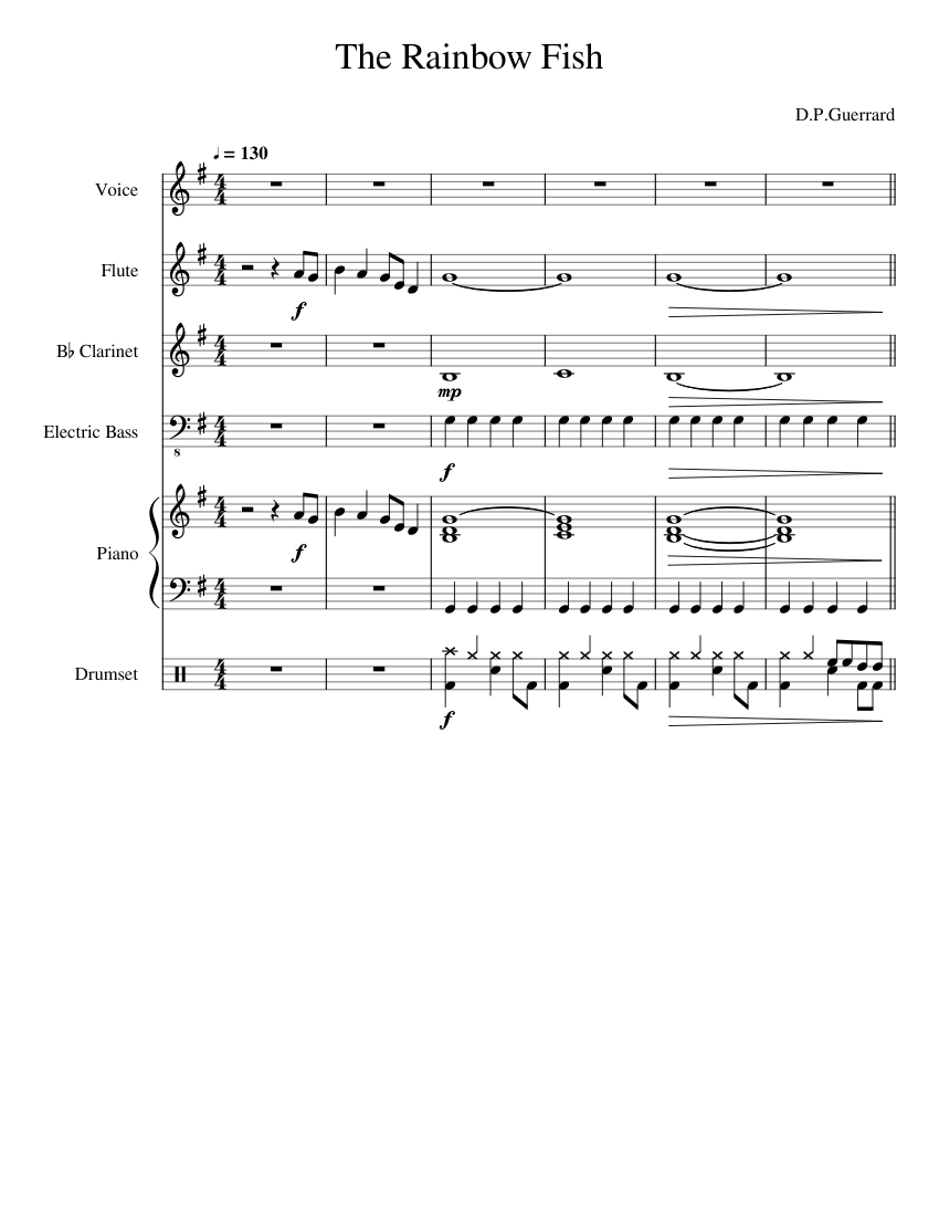 The_Rainbow_Fish Sheet Music for Piano, Vocals, Flute, Clarinet in b ...