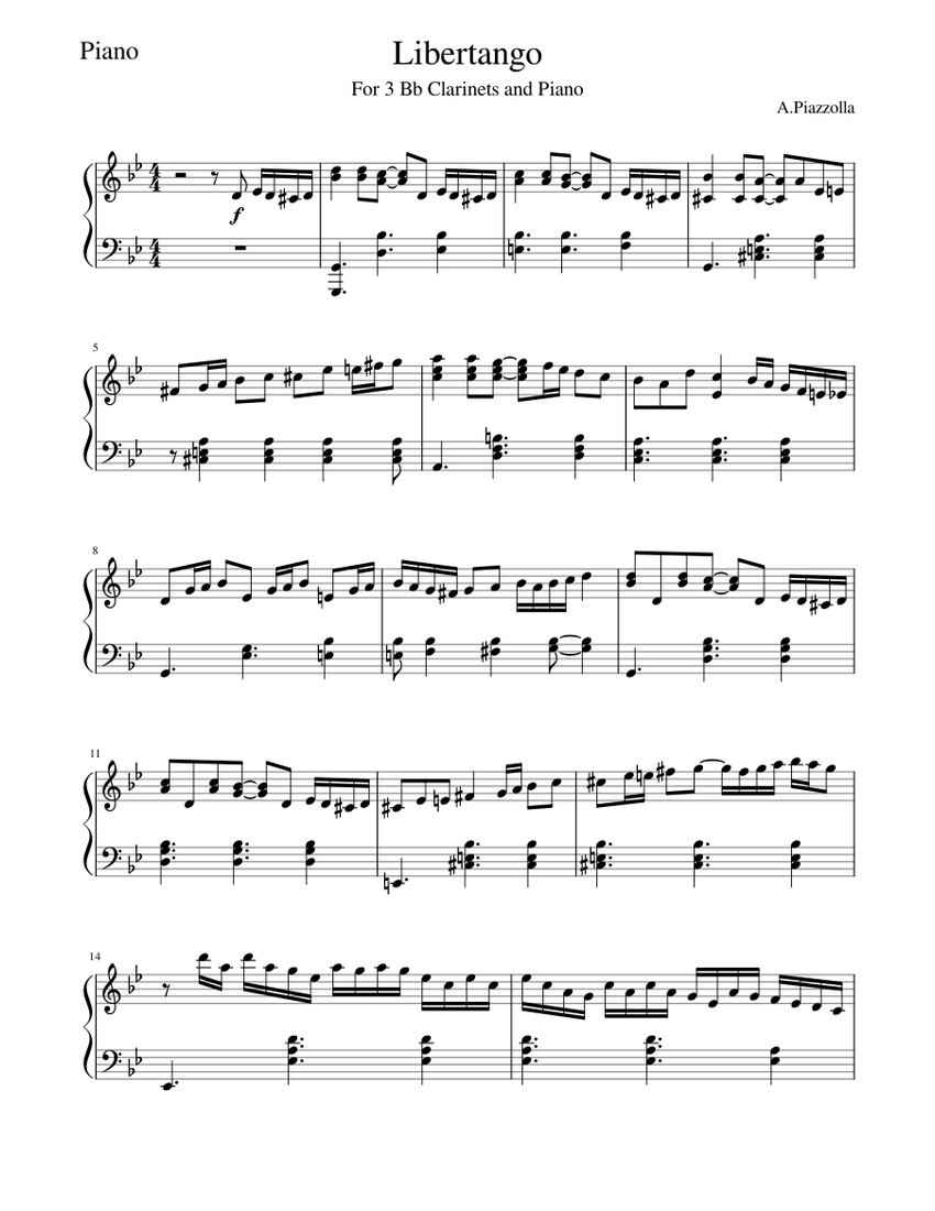 Astor Piazzolla - Libertango org.-Piano Sheet music for Piano (Solo ...