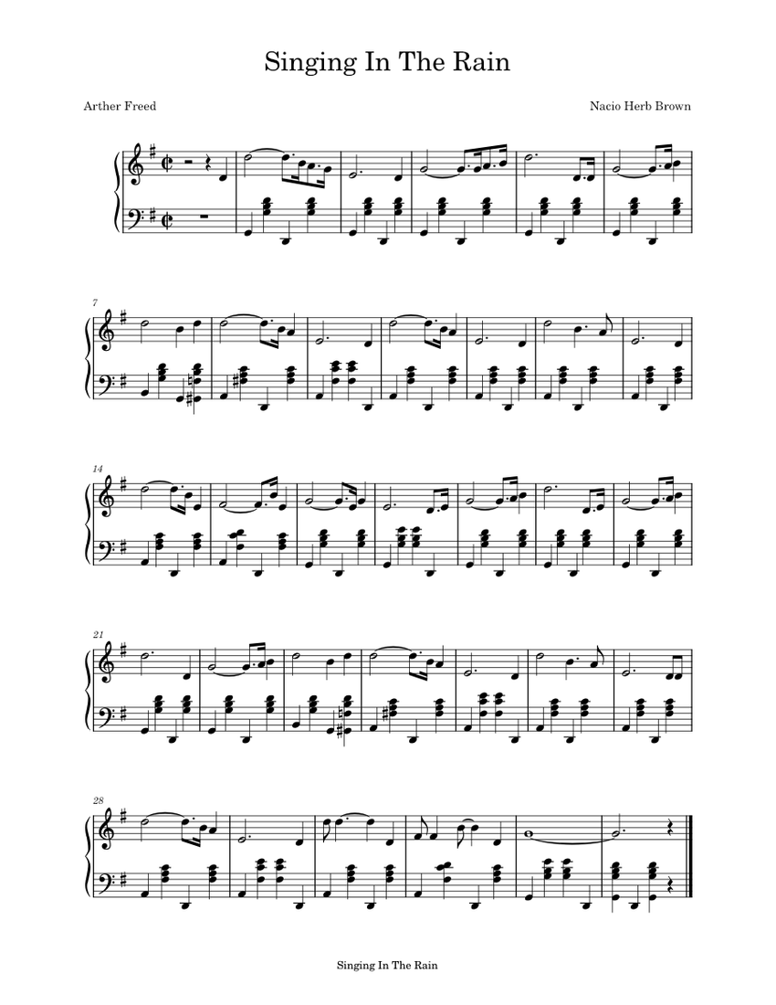 Singing In The Rain Singing_In_The_Rain Sheet music for Piano (Solo ...
