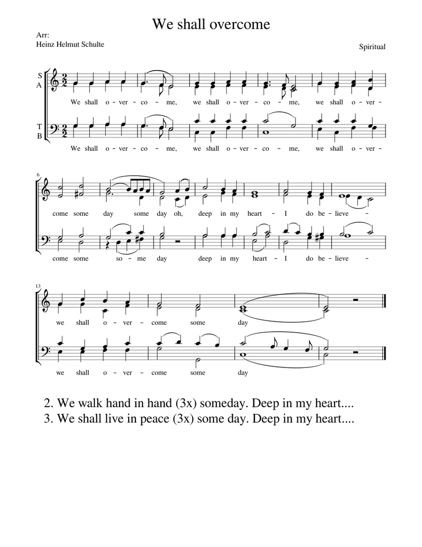 We shall overcome – Misc Praise Songs We shall overcome Sheet Music for ...