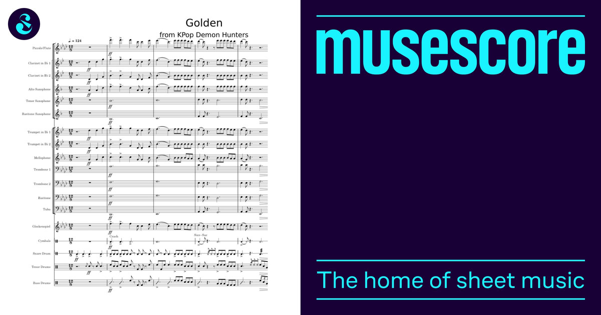 Golden (marching band) – HUNTR/X Sheet Music for Trombone, Tuba, Flute piccolo, Saxophone alto ...