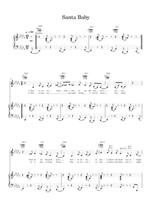 Santa baby – Eartha Kitt Sheet Music with Chords for Piano (Solo ...