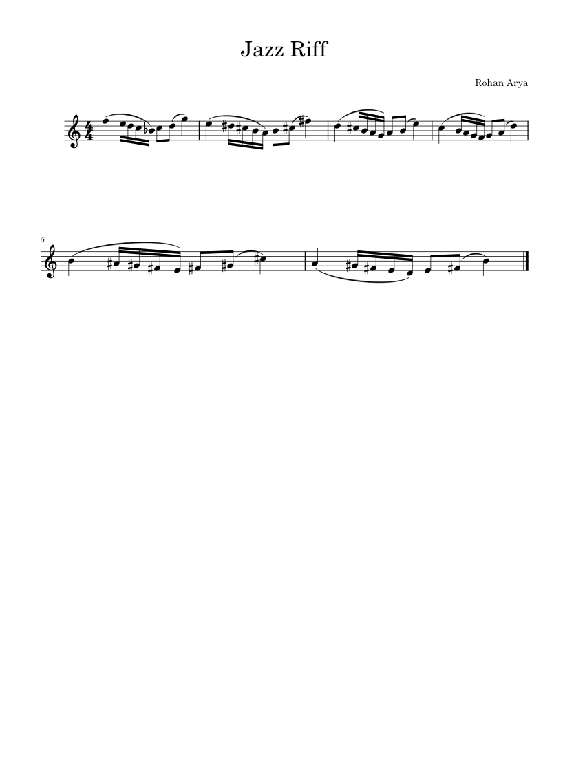 Jazz_Riff Sheet Music for Saxophone alto (Solo) | MuseScore.com