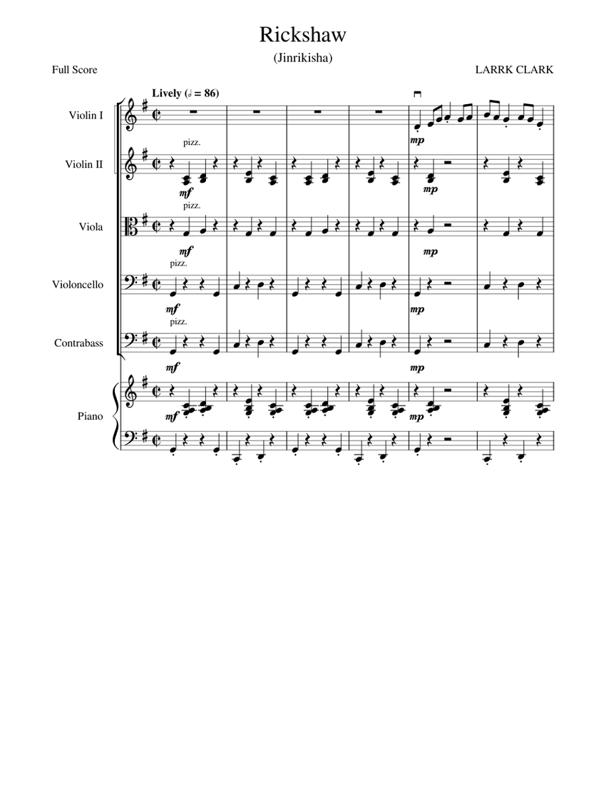 Rickshaw Sheet Music for Piano, Contrabass, Violin, Viola & more ...