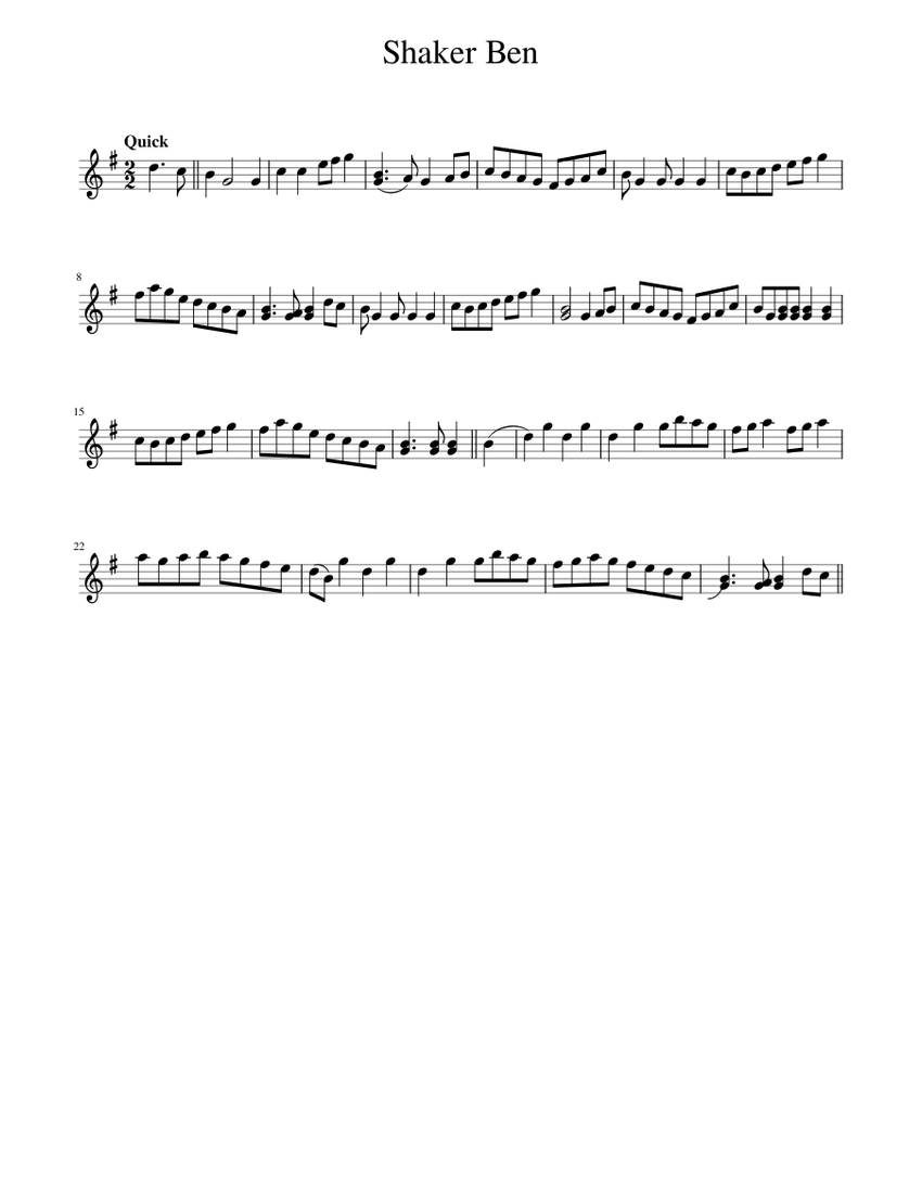 Shaker Ben Sheet music for Piano (Solo) Easy | Musescore.com