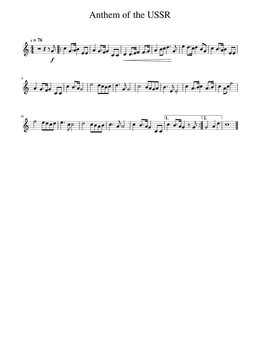 Anthem of the USSR / Soviet Anthem Sheet Music for Trumpet in b-flat ...