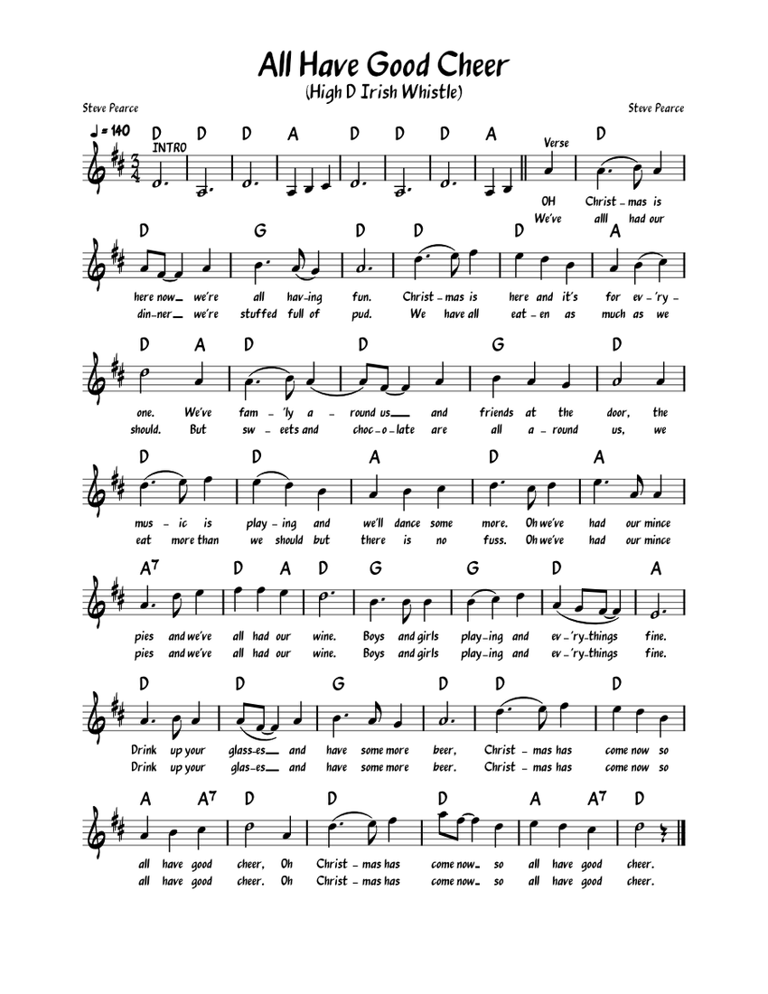 All_Have_Good_Cheer. Steve Pearce Sheet Music with Chords for Piano ...