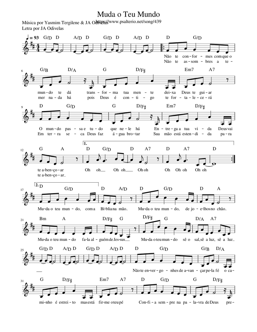 Muda o Teu Mundo (439) Sheet music for Piano (Solo) | Musescore.com