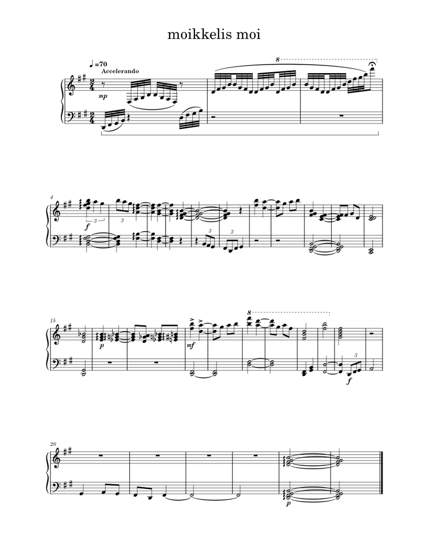 moikkelis moi Sheet music for Piano (Church Choir) Easy | Musescore.com