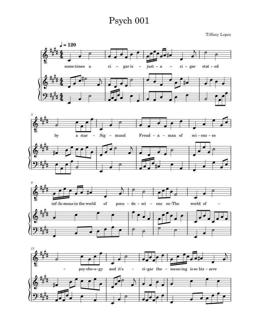 Psych 001 song 1 Sheet music for Piano, Vocals (Piano-Voice ...