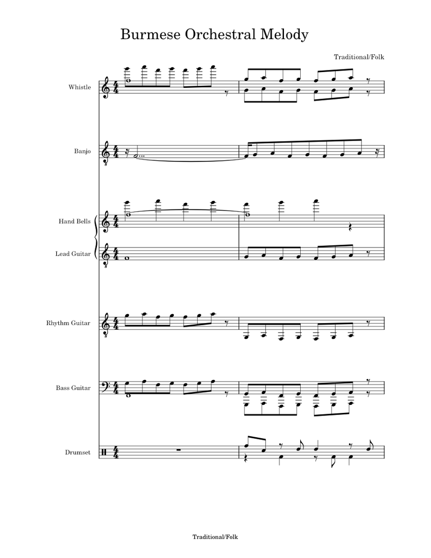 A Burmese Orchestral Melody – Burmese Folk and Traditional music Sheet ...