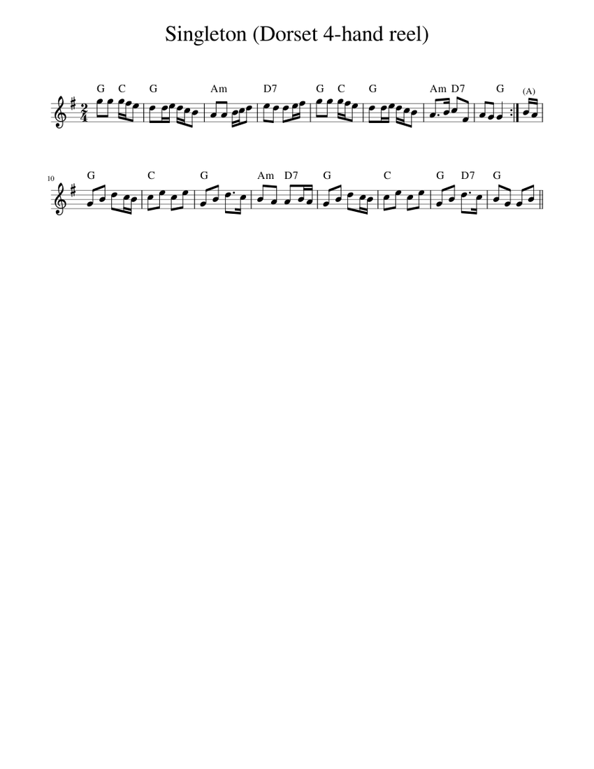 Singleton Dorset 4 Hand Reel Sheet Music For Piano Solo Musescore