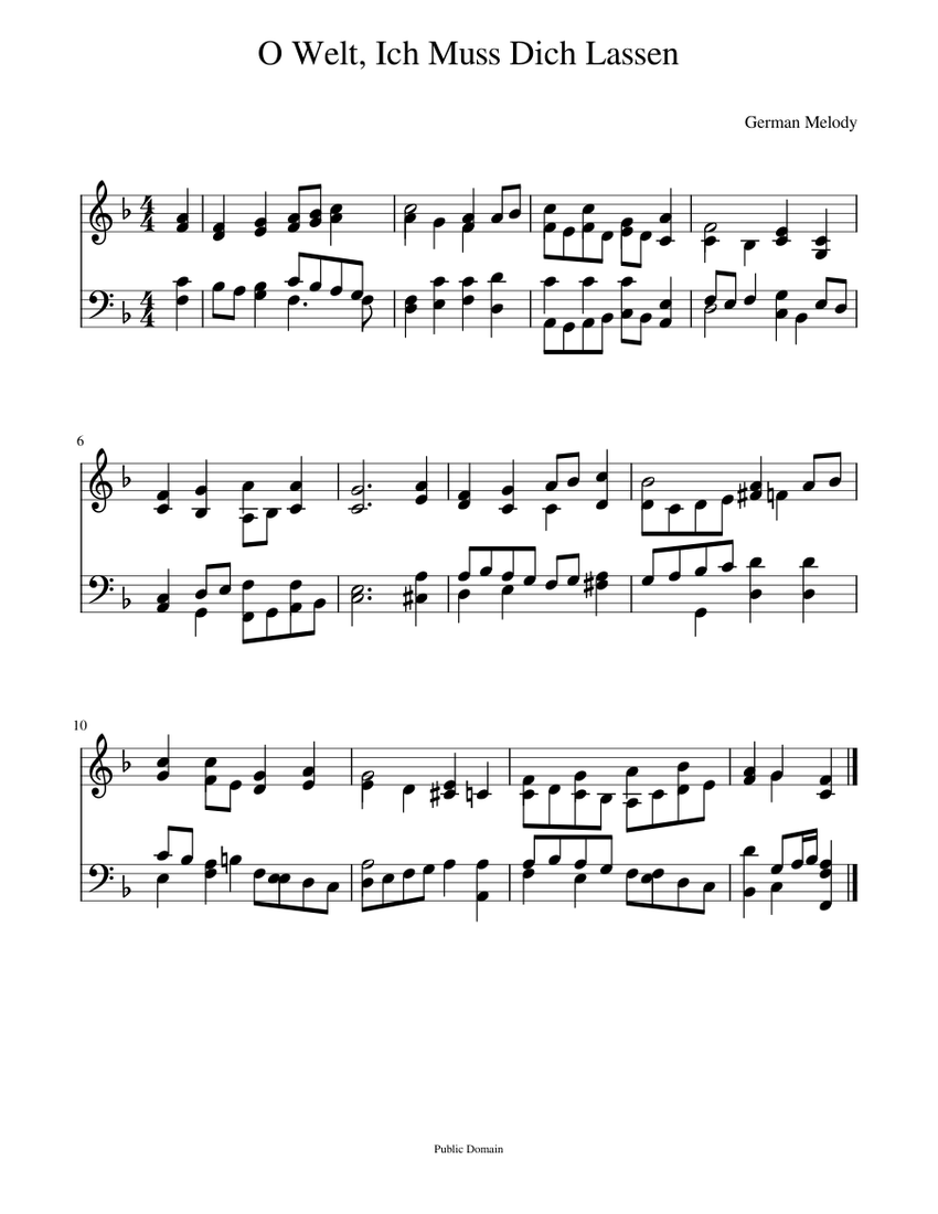 Now Rest beneath Night's Shadow - Paul Gerhardt Sheet Music for Piano ...