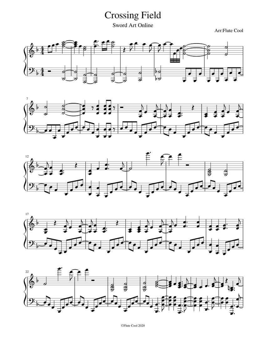 Crossing Field - piano tutorial