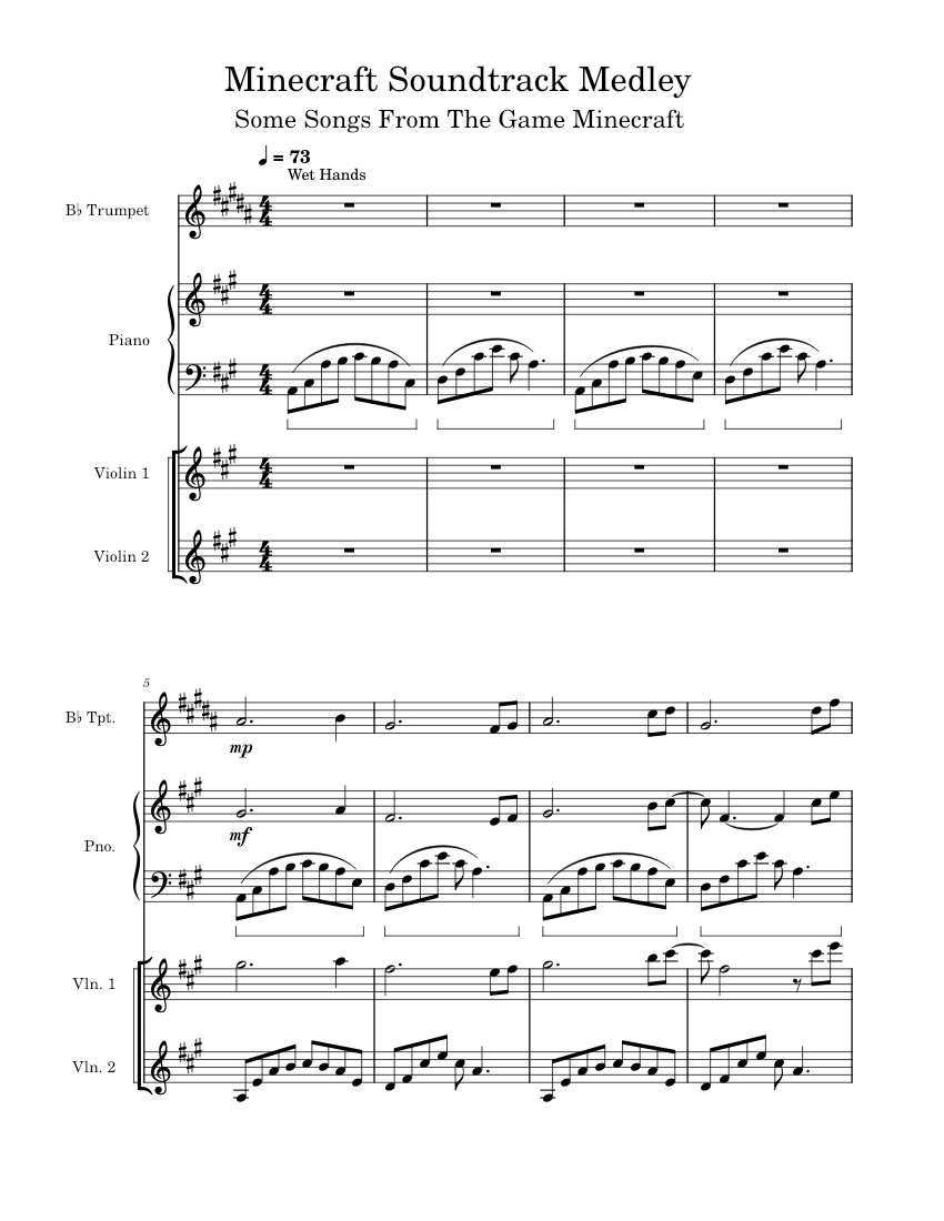 Minecraft Volume Alpha – C418 Minecraft Soundtrack Medley Sheet Music ...