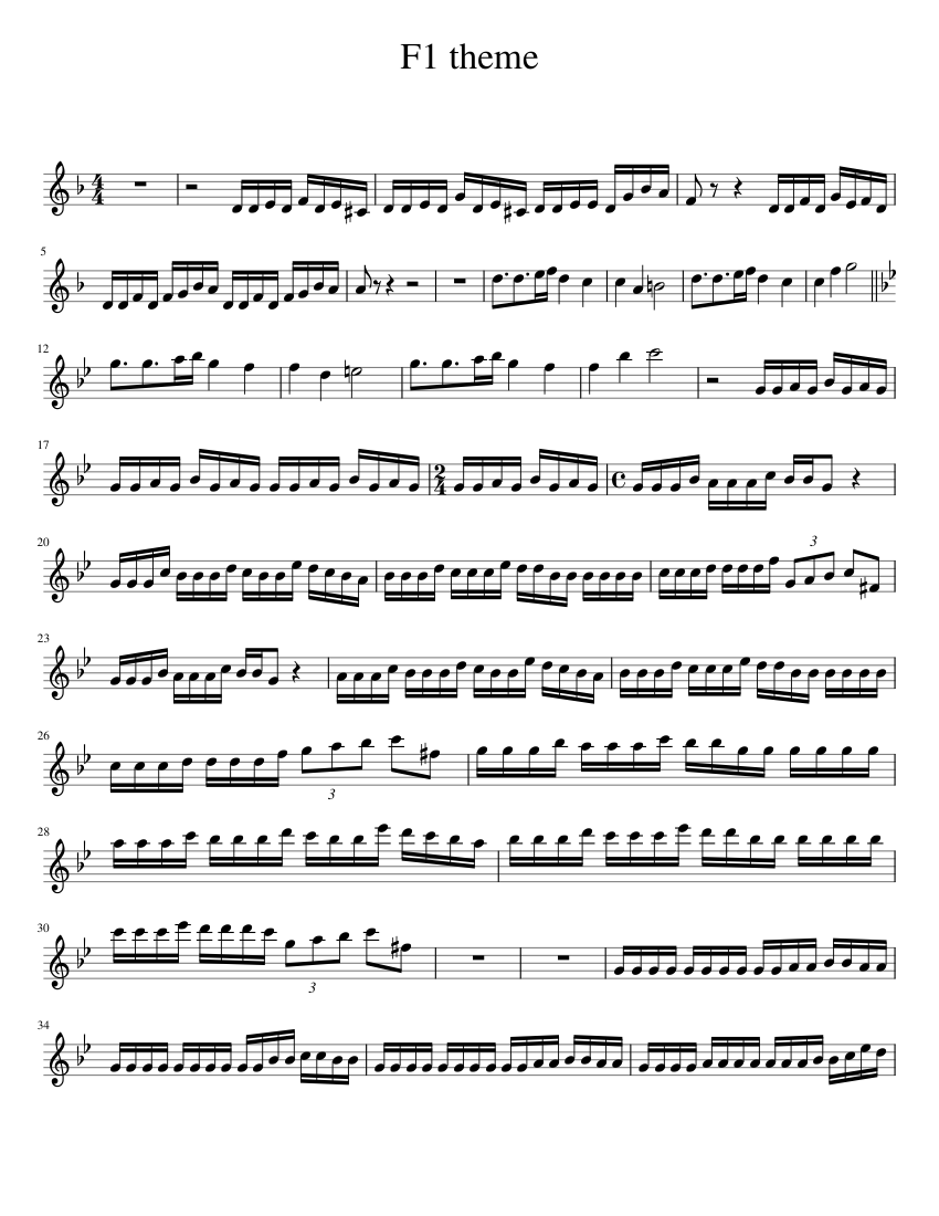 F1 Theme – Brian Tyler F1 theme Sheet Music for Piano (Solo) Easy ...