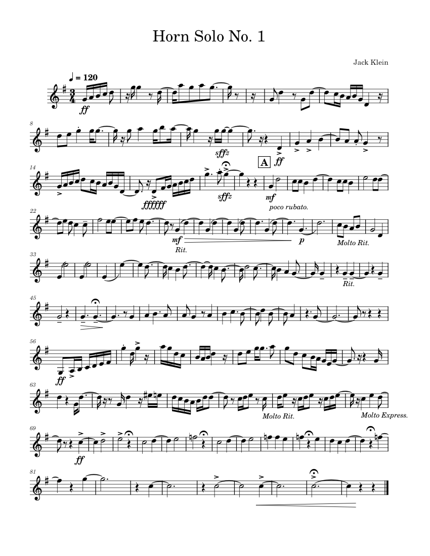 Horn Solo No. 1 Sheet music for French horn (Solo) | Musescore.com