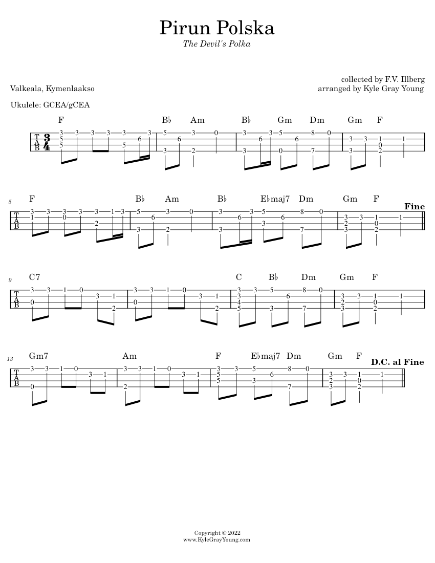 Pirun Polska – Finnish Folk Tune (ukulele) Sheet music for Ukulele ...
