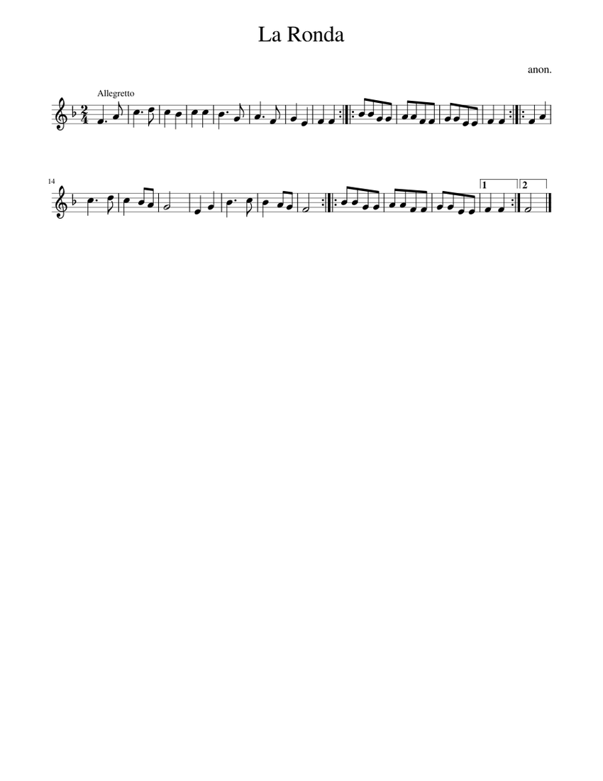 La Ronda Sheet music for Piano (Solo) Easy | Musescore.com