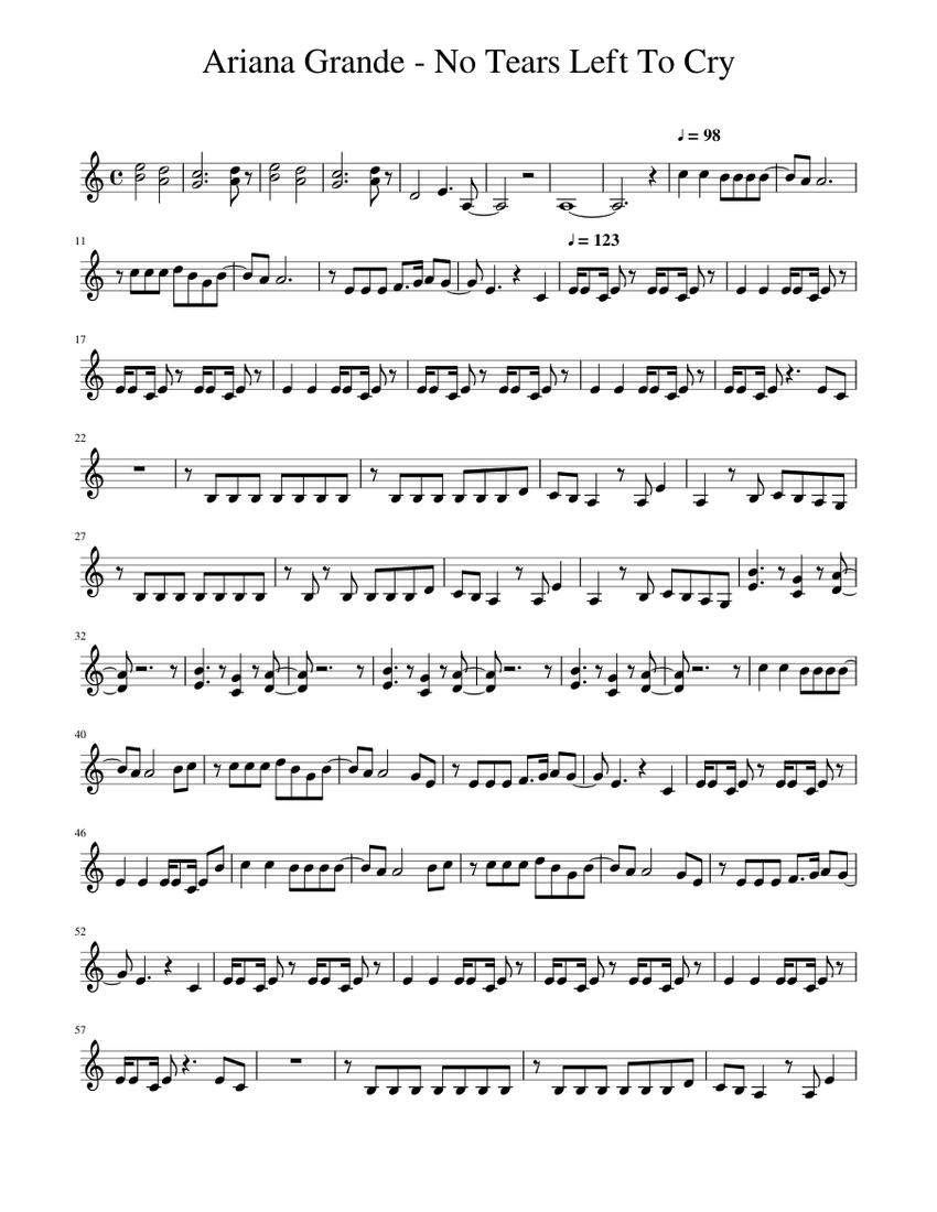 Ariana Grande No Tears Left To Cry Sheet Music for Violin (Solo) | MuseScore.com