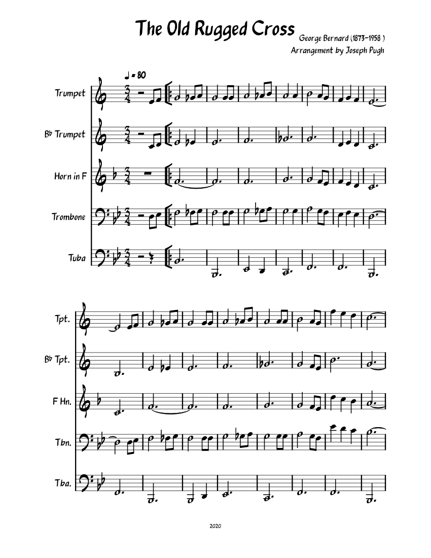 The old rugged cross – George Bennard Sheet music for Trombone, Tuba ...