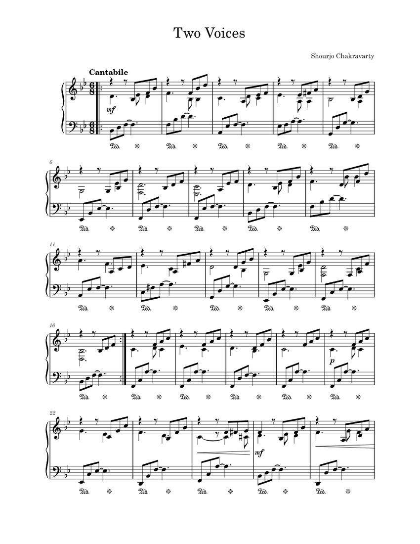 Two Voices Sheet Music for Piano (Solo) | MuseScore.com
