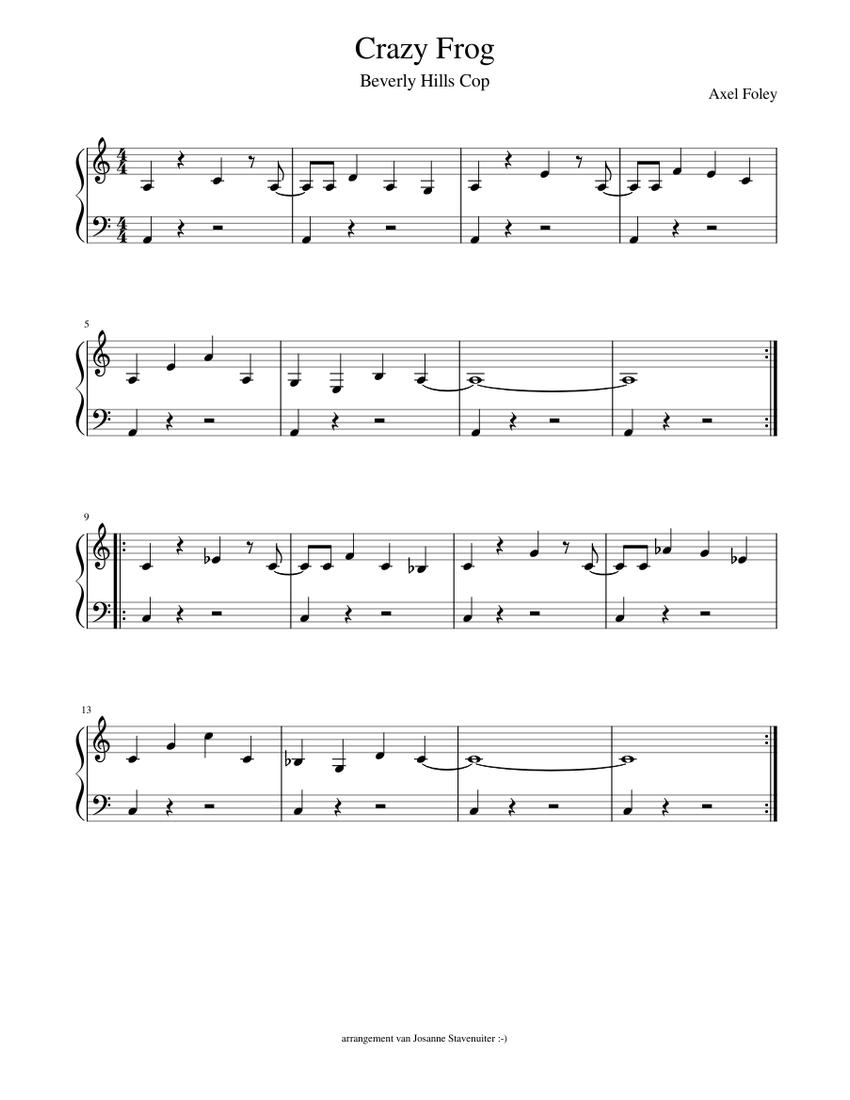 Crazy Frog piano solo Sheet music for Piano (Solo) Easy | Musescore.com