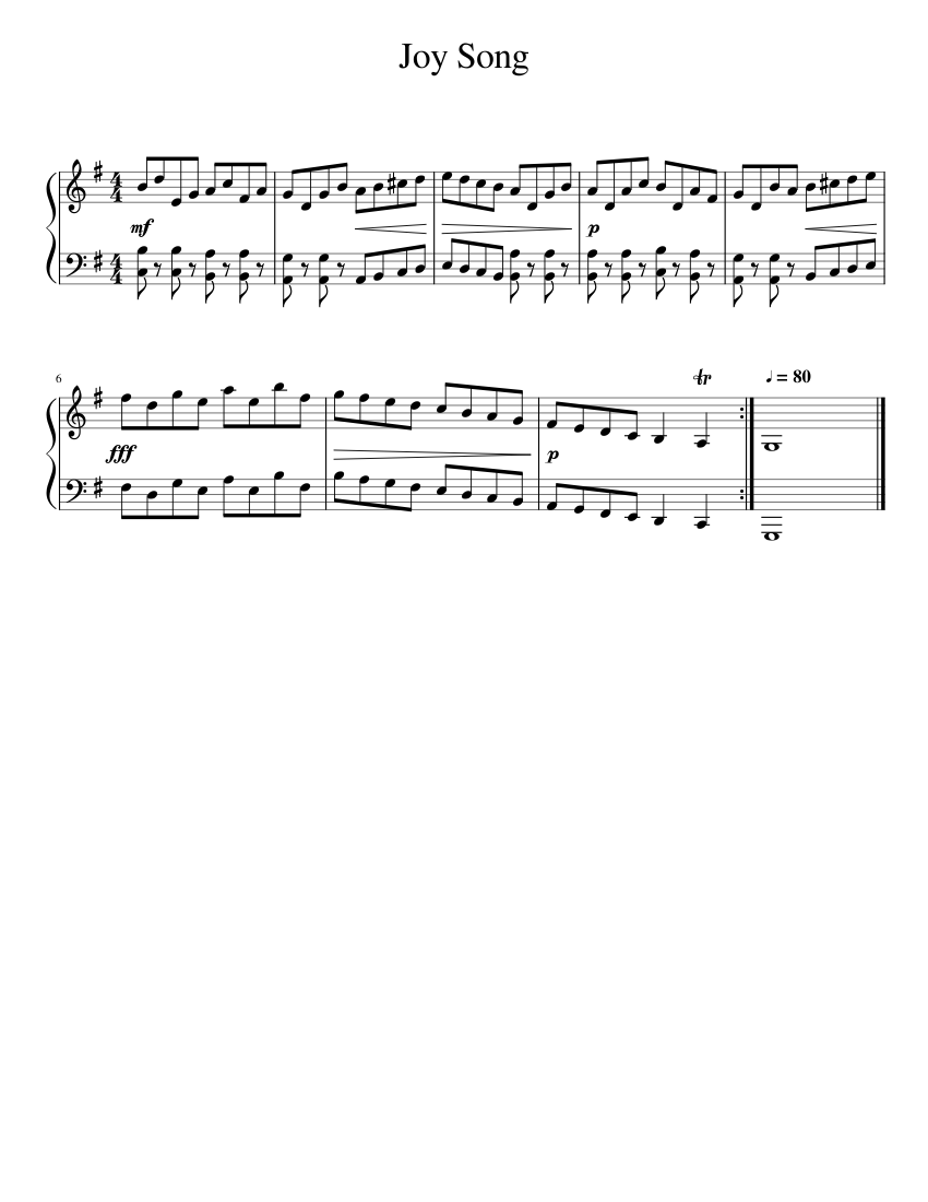 Joy_Song Sheet music for Piano (Solo) Easy | Musescore.com