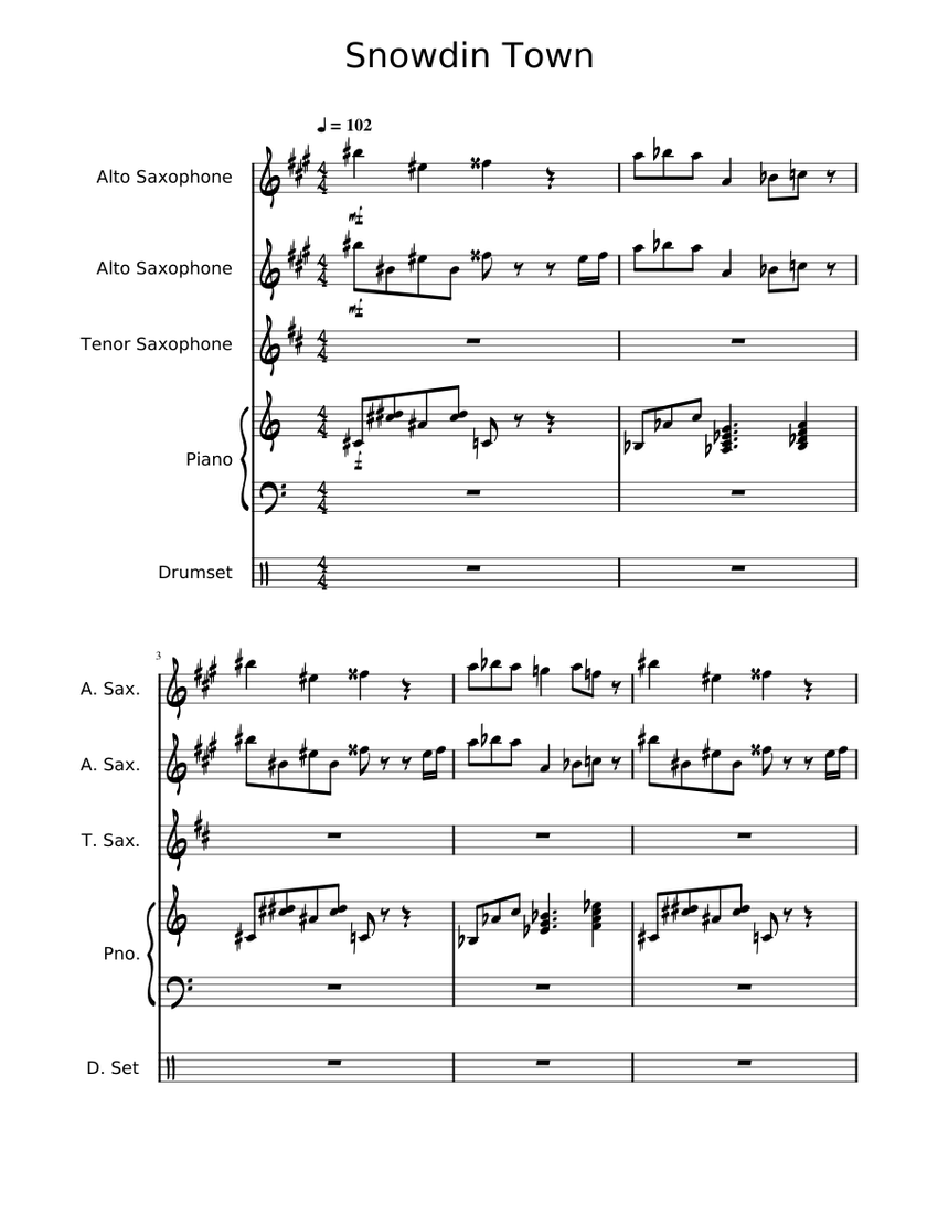 Snowdin Town Sheet music for Piano, Saxophone alto, Saxophone tenor ...