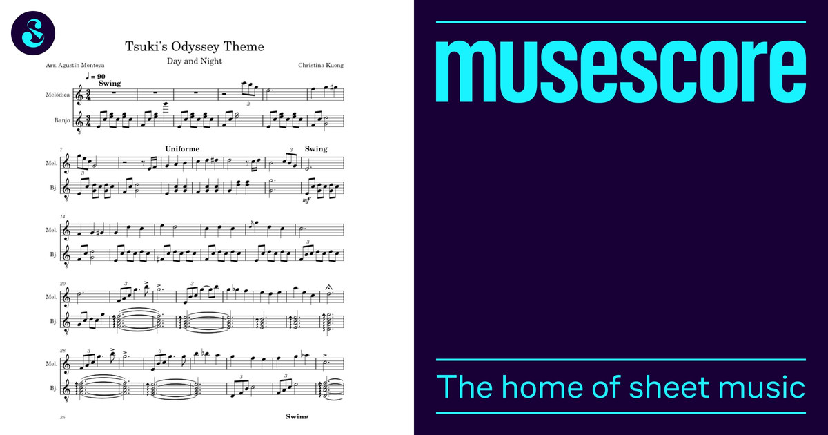 Tsuki's Odyssey Day and Night Theme Sheet Music for Harmonium, Banjo ...