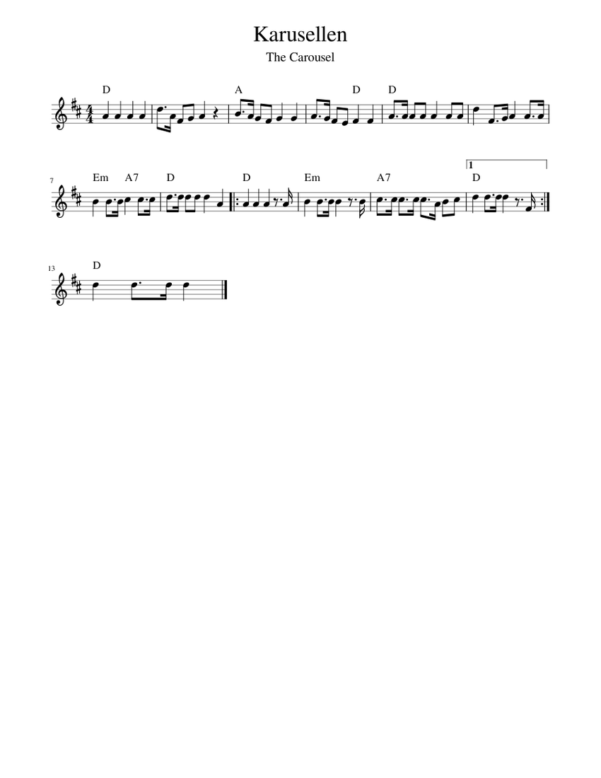 Karusellen Sheet Music For Piano Solo Easy Musescore