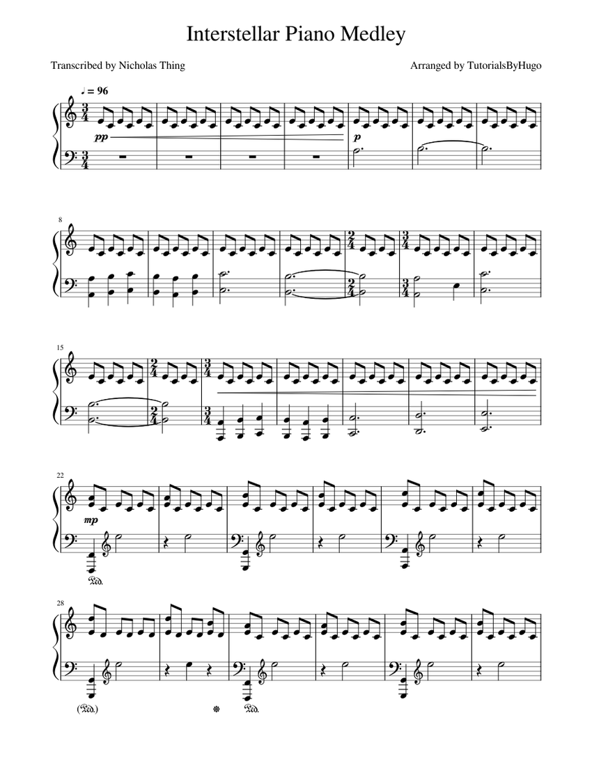 Interstellar Piano Medley Sheet Music for Piano (Solo) | MuseScore.com