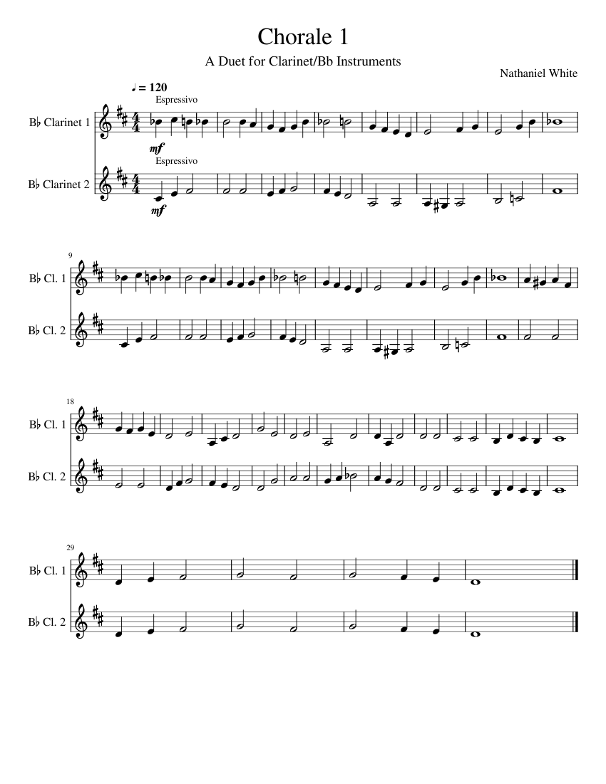 A Simple Woodwind Chorale Sheet music for Clarinet in b-flat (Woodwind ...