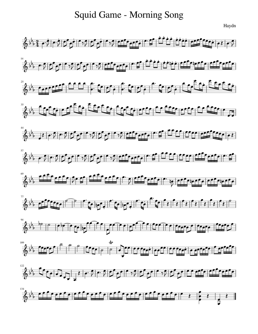 Squid Game - Morning Song Sheet music for Piano (Solo) Easy | Musescore.com